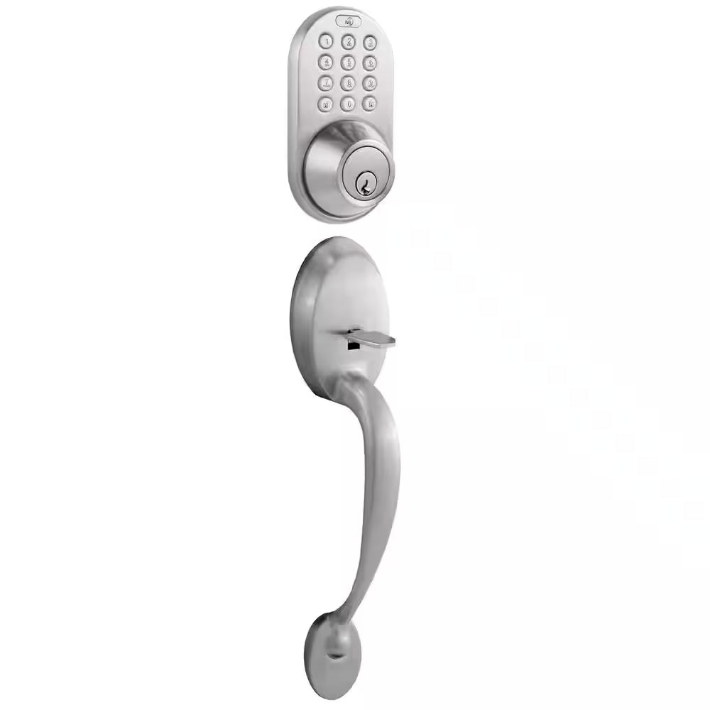 Satin Nickel Keyless Entry Door Handleset Deadbolt and Handleset Lock ...